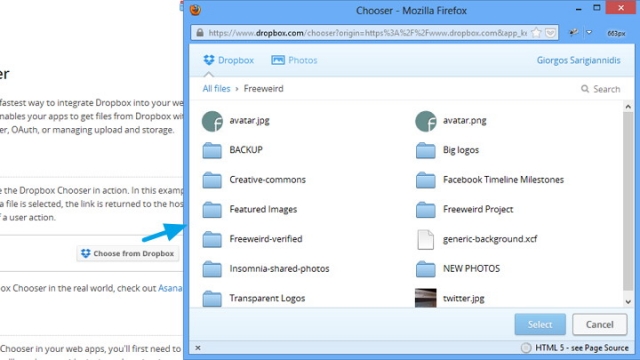 Dropbox Chooser: ένας νέος τρόπος επιλογής αρχείων για web εφαρμογές